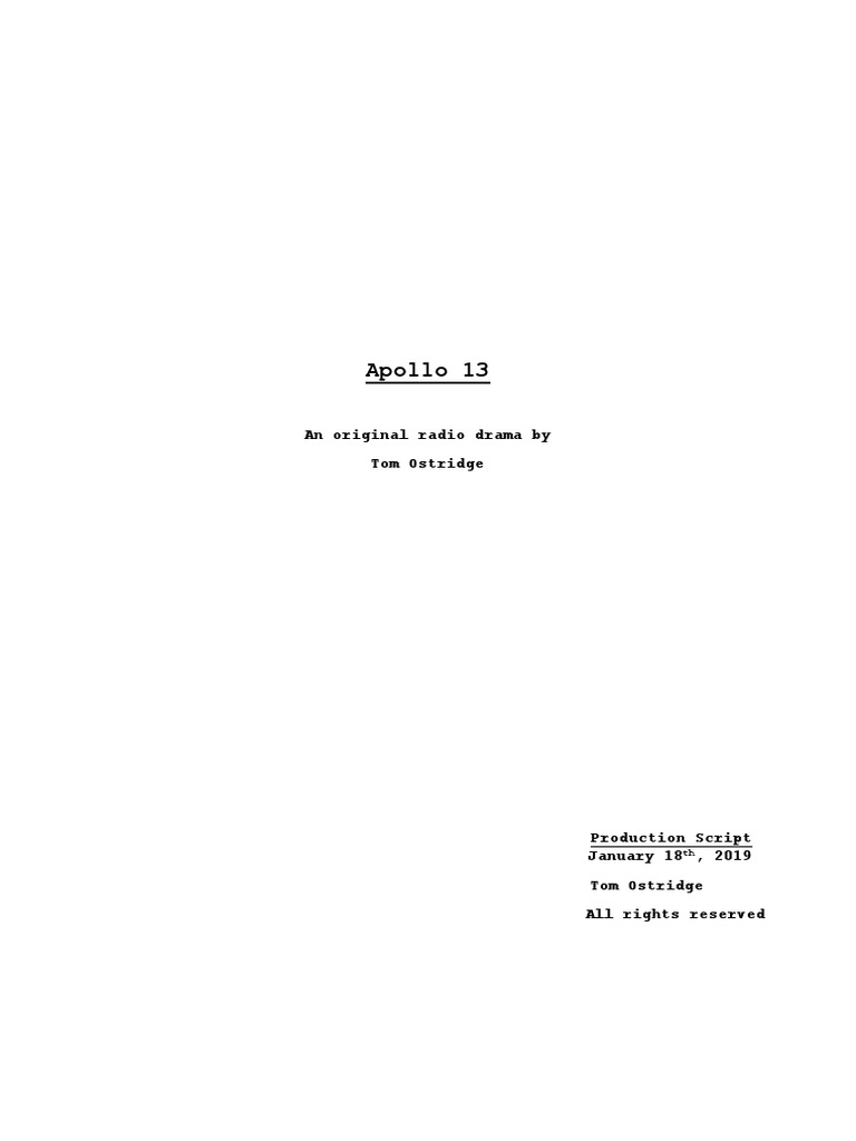 Apollo 13 Script - Final | PDF | Apollo Program | Space Program Of The ...