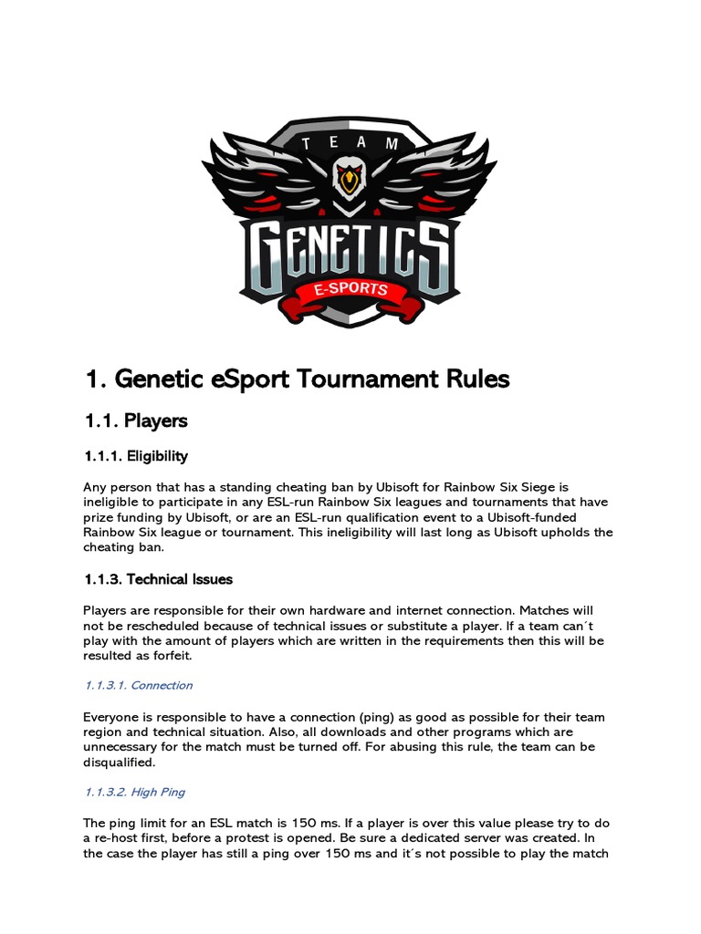 Genetic ESport Tournament Rules | PDF | Tournament | Server (Computing)
