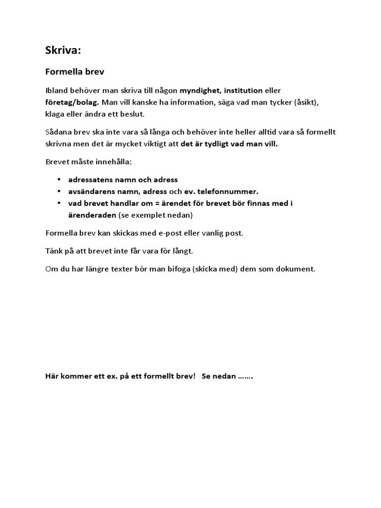 Skriva Formella Brev | PDF