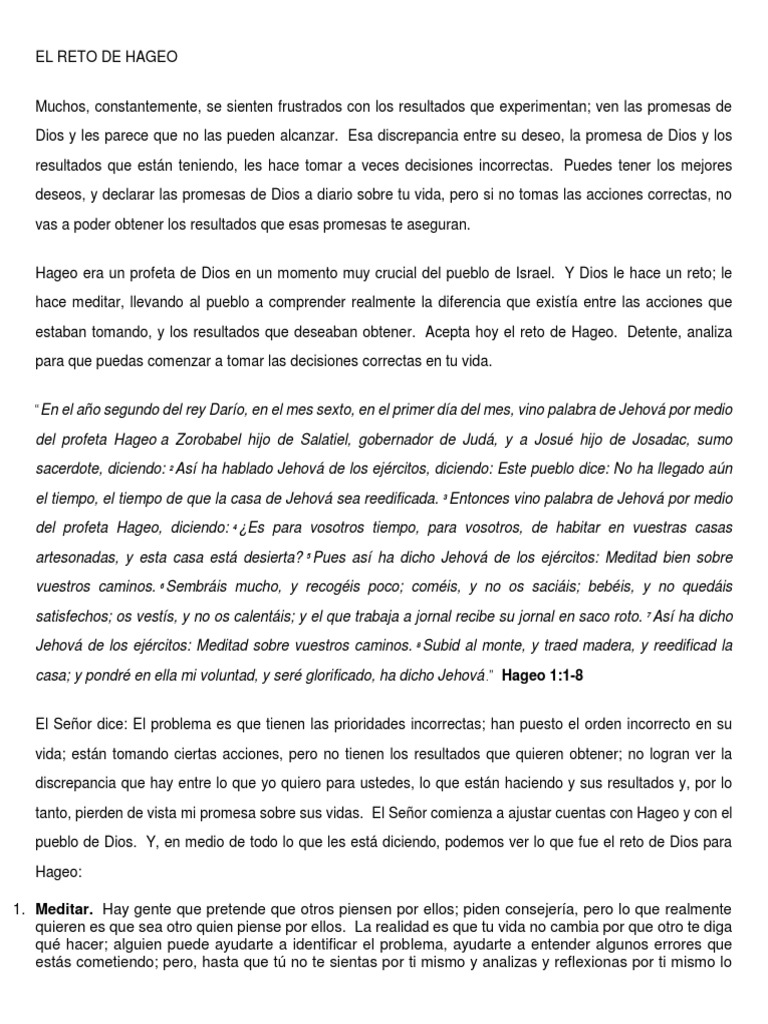 El Reto de Hageo | PDF | Profeta | Dios