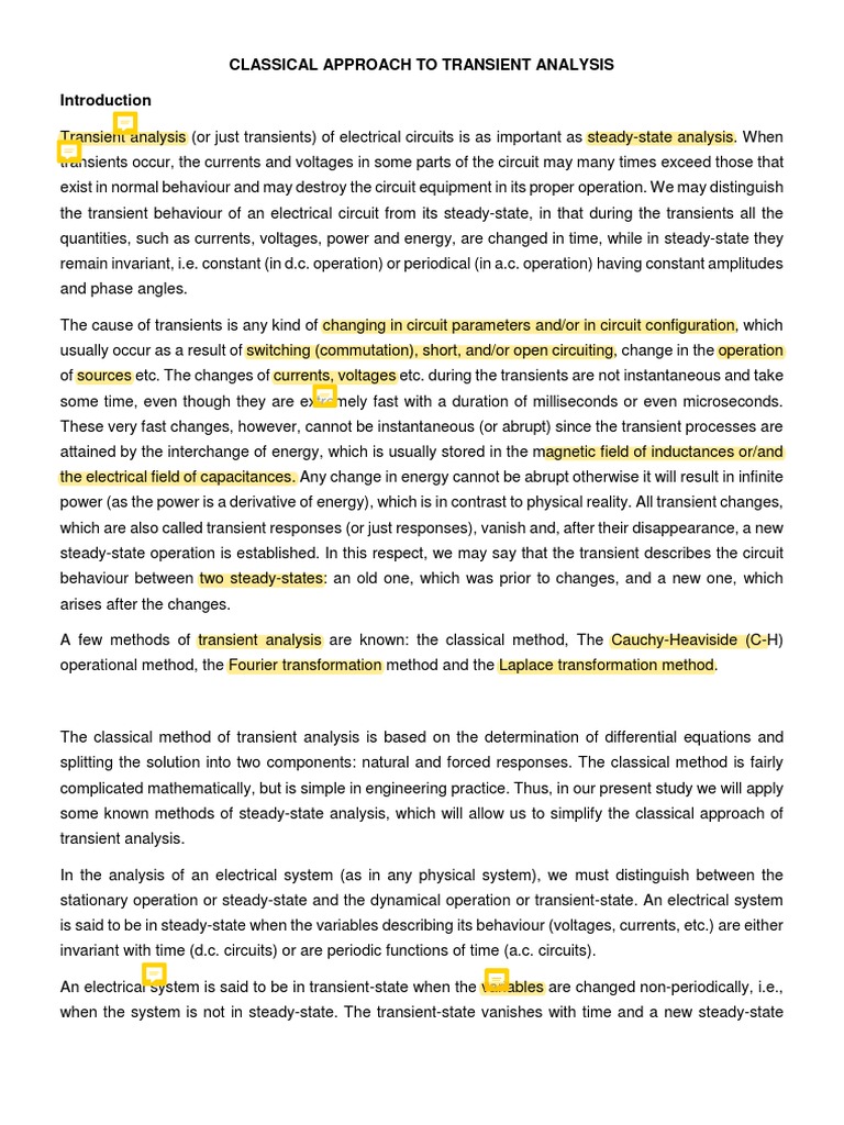 Classical Method To Transient Analysis | PDF | Electrical Network ...