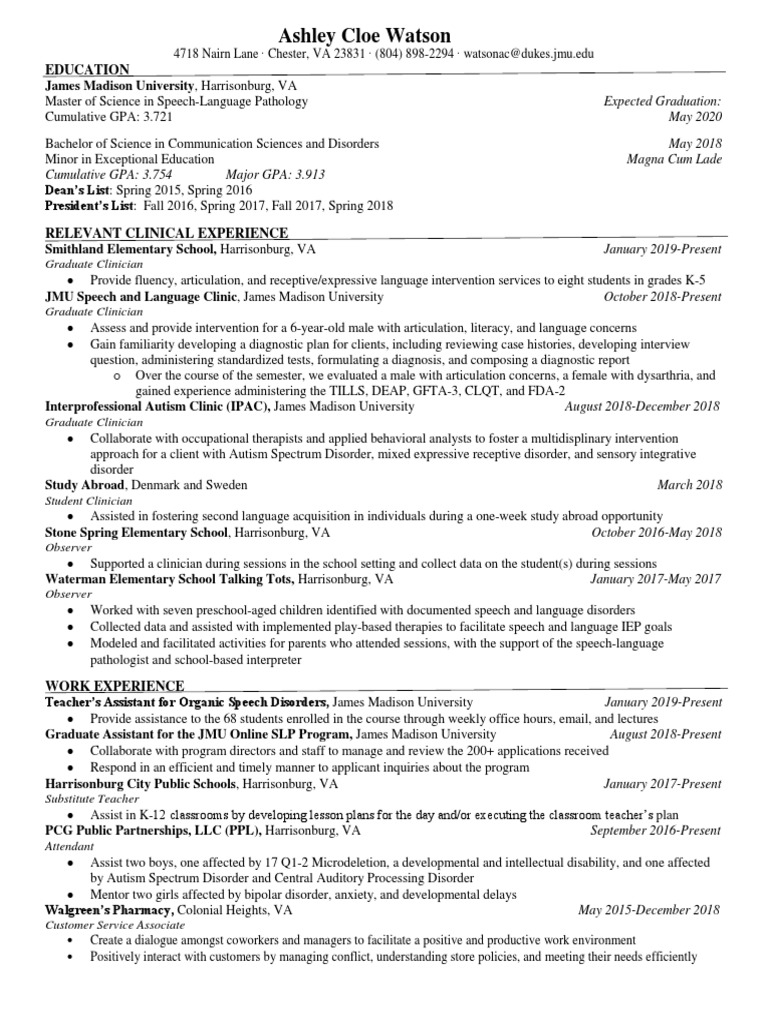 Weebly Resume | Download Free PDF | Speech Language Pathology | Autism ...
