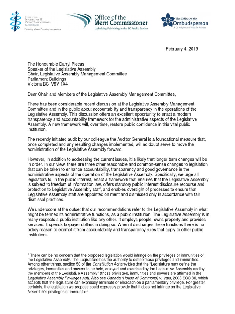 Legislative Reform Letter | PDF | Freedom Of Information Laws By ...