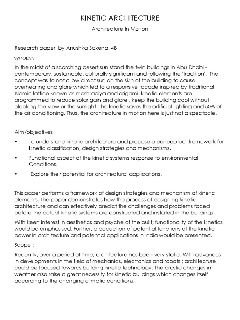Kinetic Architecture | PDF | Design | Science And Technology