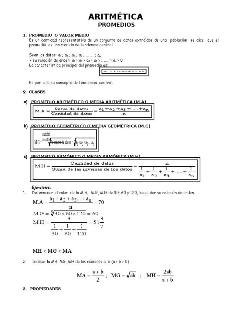 Promedios | PDF | Aritmética | Números