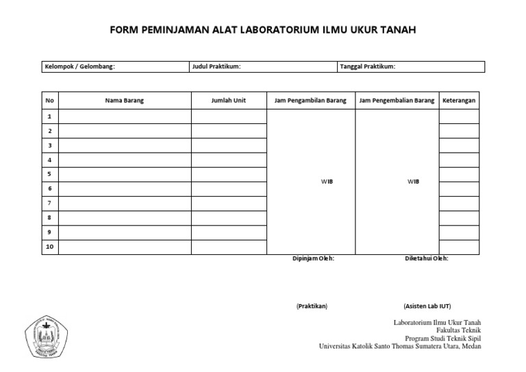 Form Peminjaman Alat Laboratorium | PDF