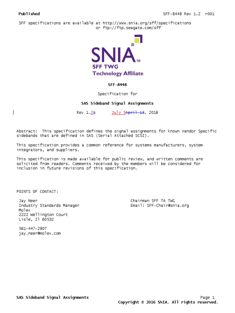 SFF 8448 | Download Free PDF | Electrical Connector | Digital Electronics
