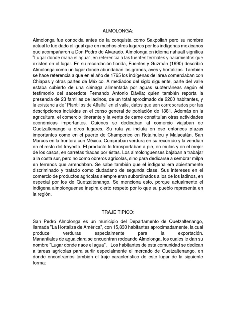 Tradiciones y Traje Típico de Almolonga | PDF | Traje (ropa) | México