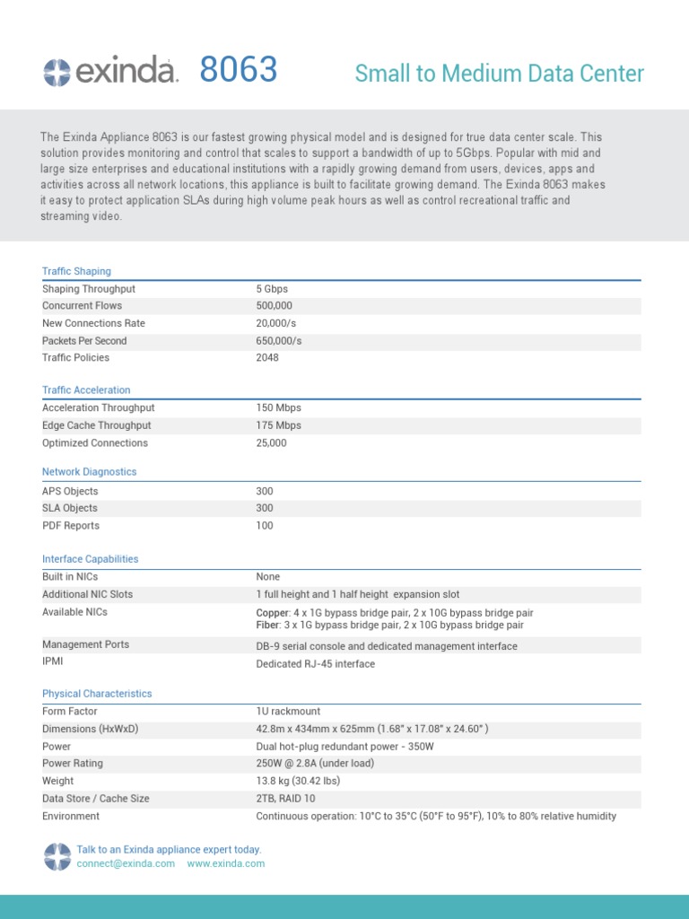 Datasheet - Exinda 8063 | PDF | Network Interface Controller | Computer Network