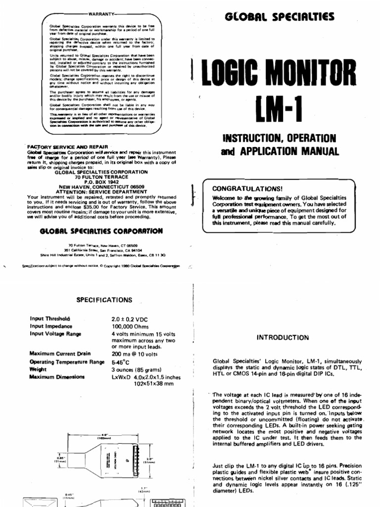 LM-1 Logic Monitor | PDF