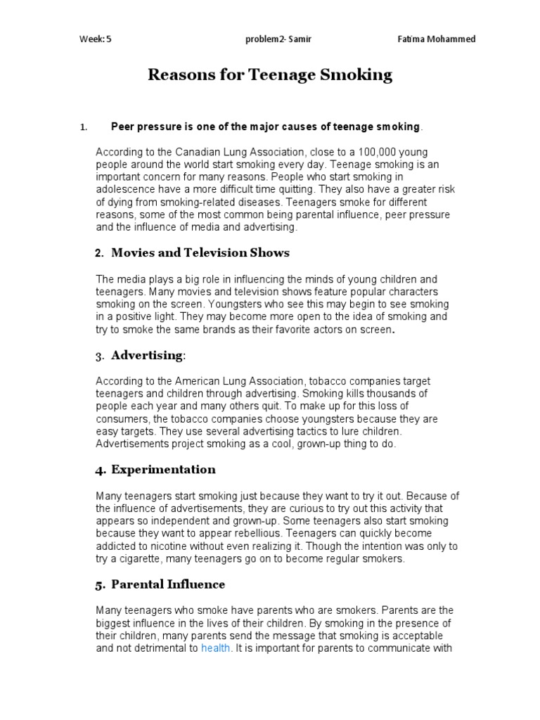 The Effects of Smoking On Teenagers | PDF | Smoking | Adolescence