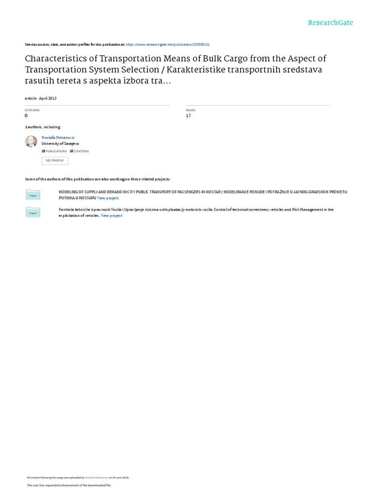 Karakteristike Pojedinih Vrsta Sredstava Za Transport Rasute Robe | PDF Karakteristike Pojedinih Vrsta Sredstava Za Transport Rasute Robe | PDF