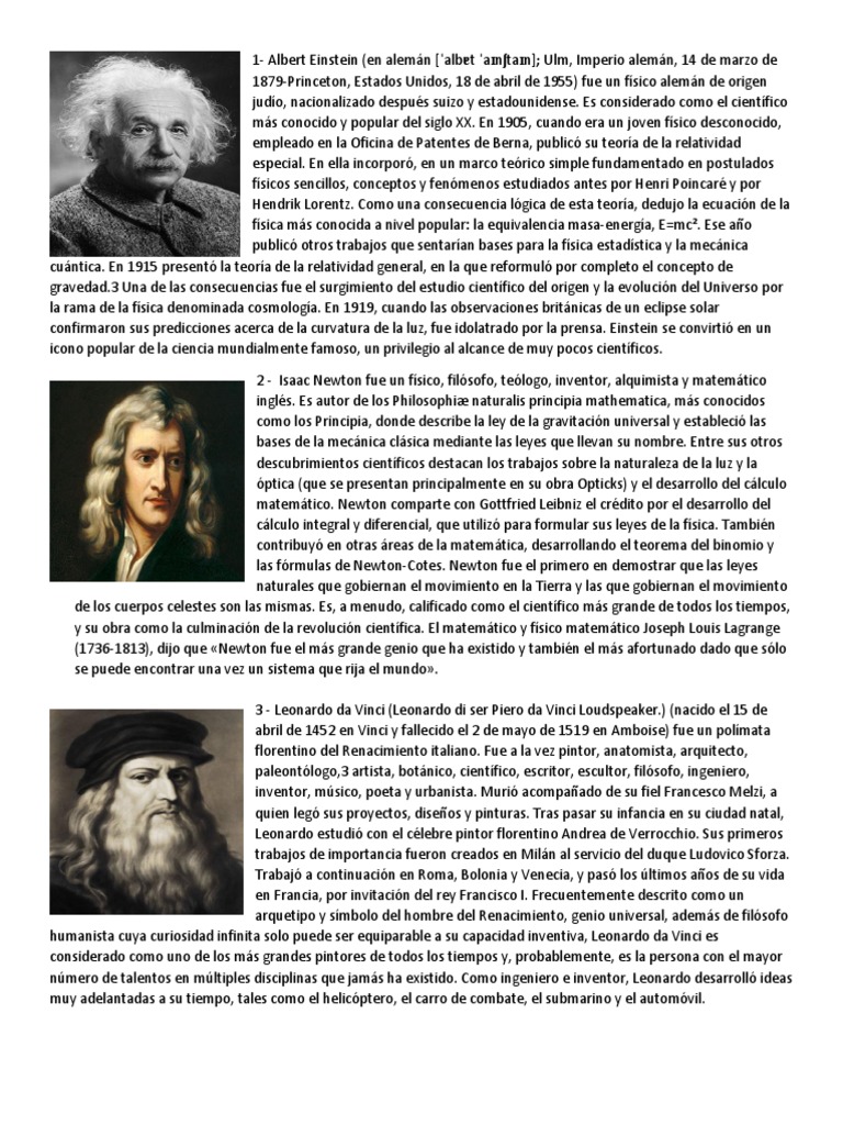 15 Cientificos Mundiales y Guatemaltecos | PDF | Thomas Edison ...