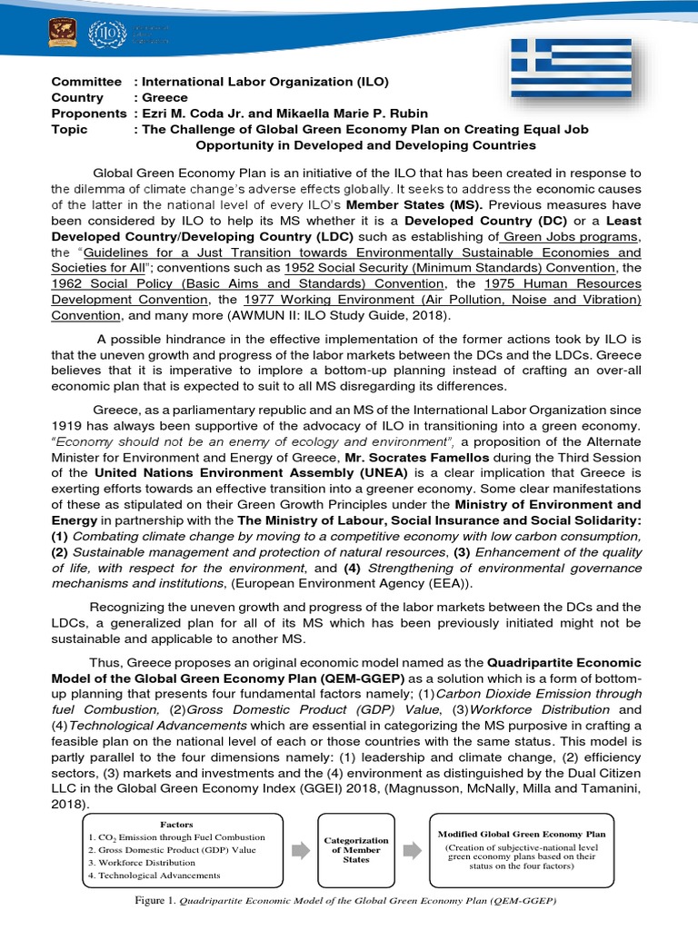 AWMUN2019 Position Paper ILO Greece | PDF | Green Economy | Sustainability