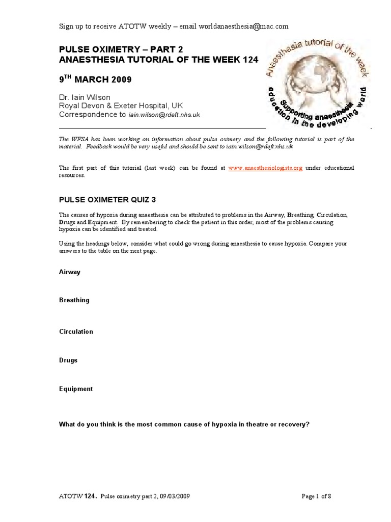 124 Pulse Oximetry Part 2 | Download Free PDF | Breathing | Hypoxia ...