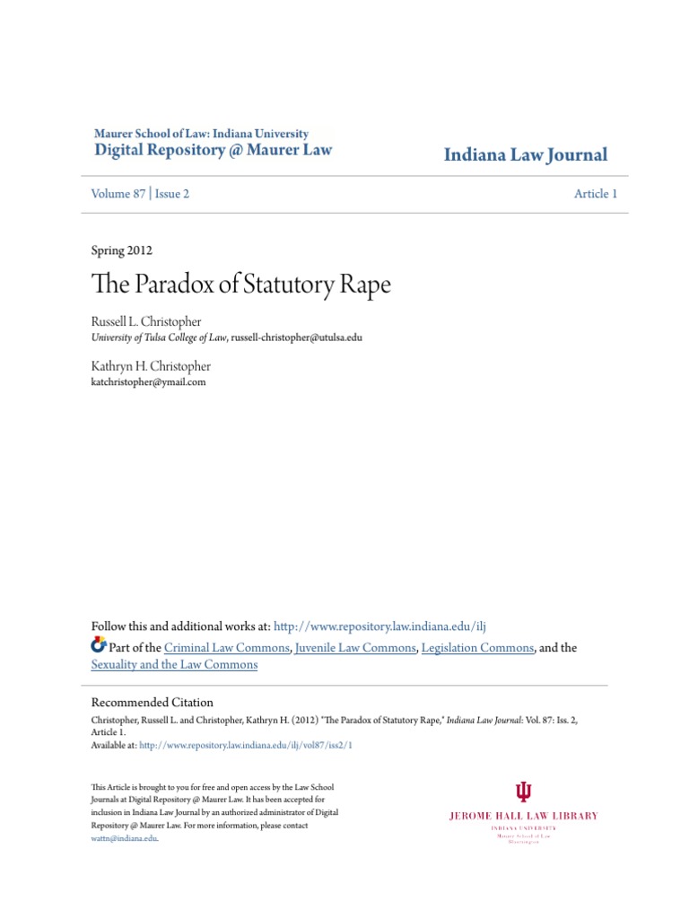 The Paradox of Statutory Rape: How Statutory Rape Laws Can Turn Adult ...