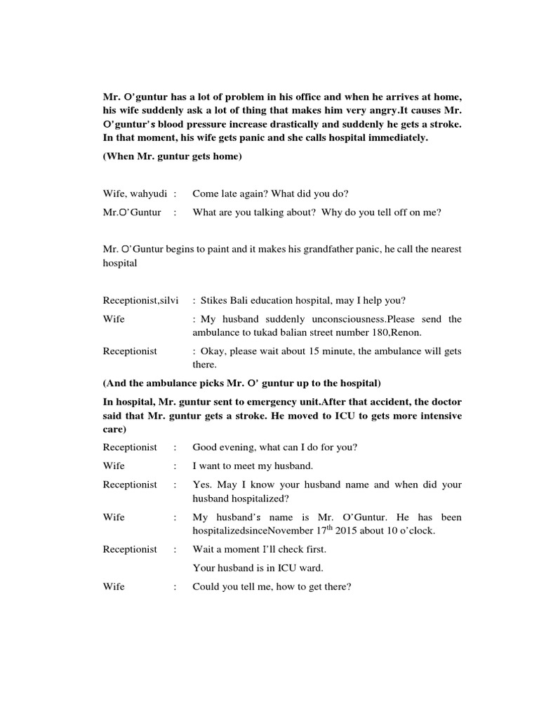 Script English Drama | PDF | Physical Therapy | Hospital And Clinic