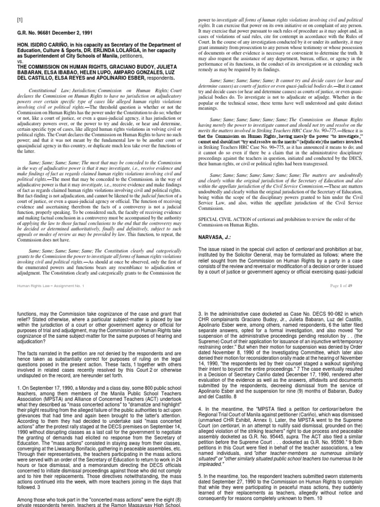 Human Rights Law - Assignment No. 1: Page 1 of 49 | PDF | Human Rights ...