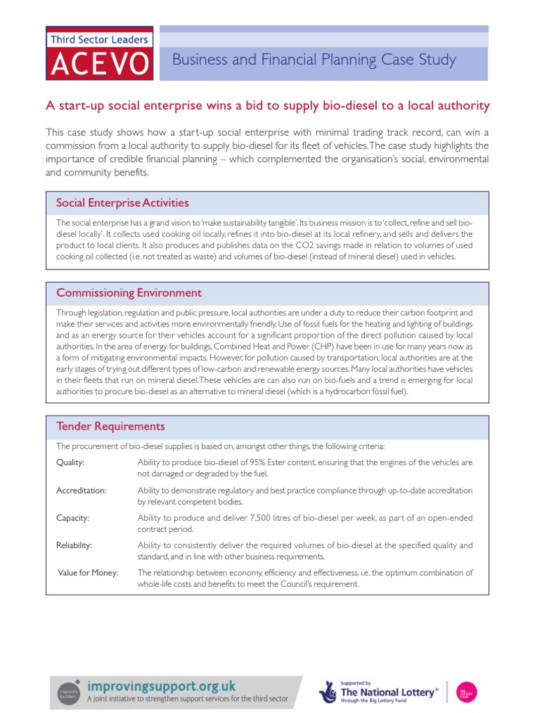 Business and Financial Planning Case Study | PDF | Biodiesel | Social ...