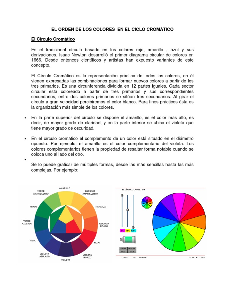 El Orden de Los Colores en El Ciclo Cromático | Color | Amarillo