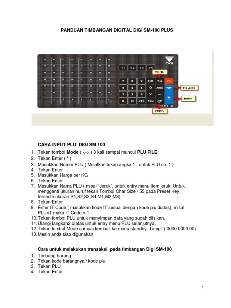 Panduan Timbangan Digital Digi Sm100 Pcs | PDF