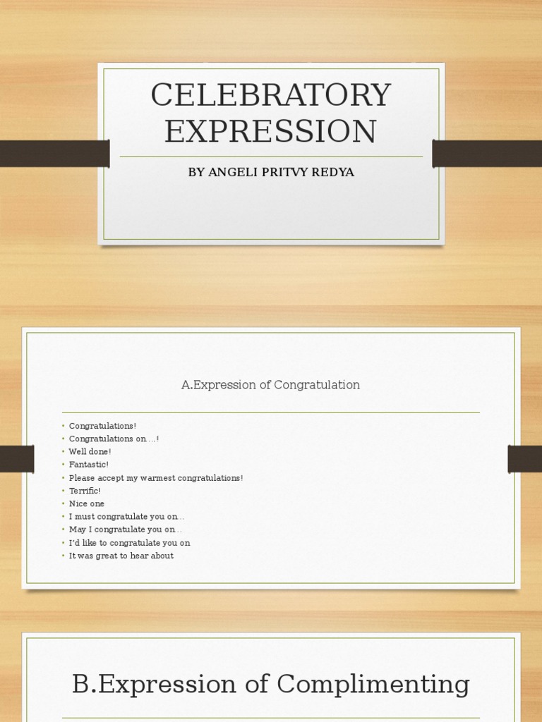 Celebratory Expressions and Responses | PDF
