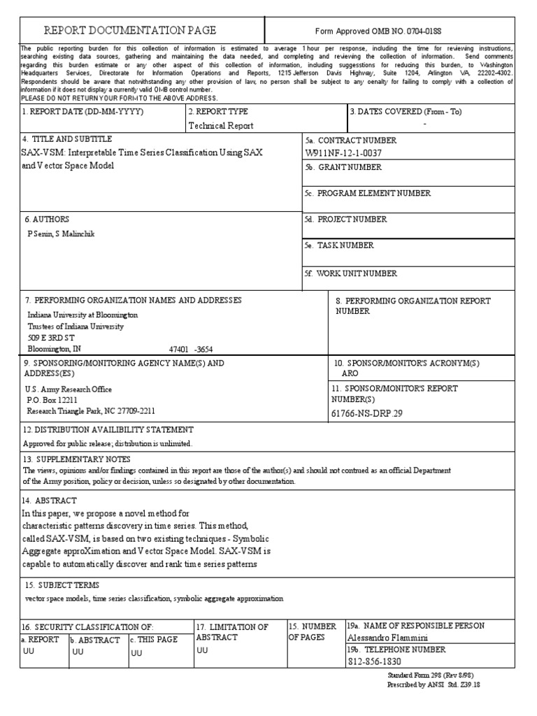 SAX-VSM: Interpretable Time Series Classification Using SAX and Vector Space Model | PDF ...
