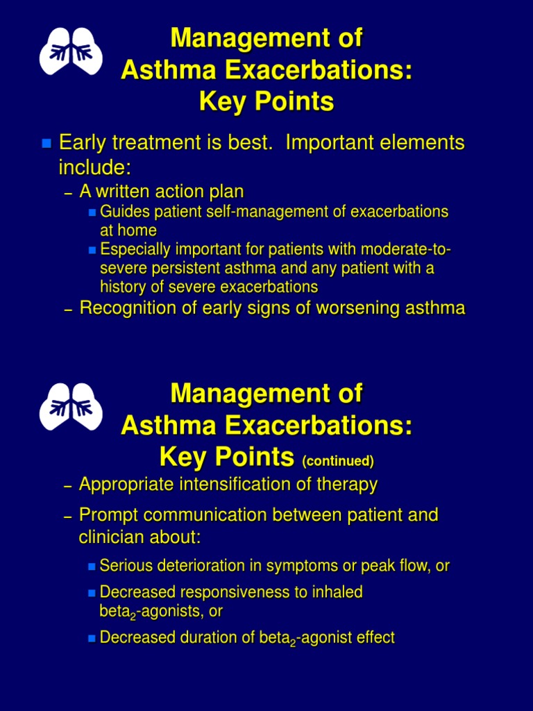 Management of Asthma Exacerbations: Key Points: Early Treatment Is Best ...