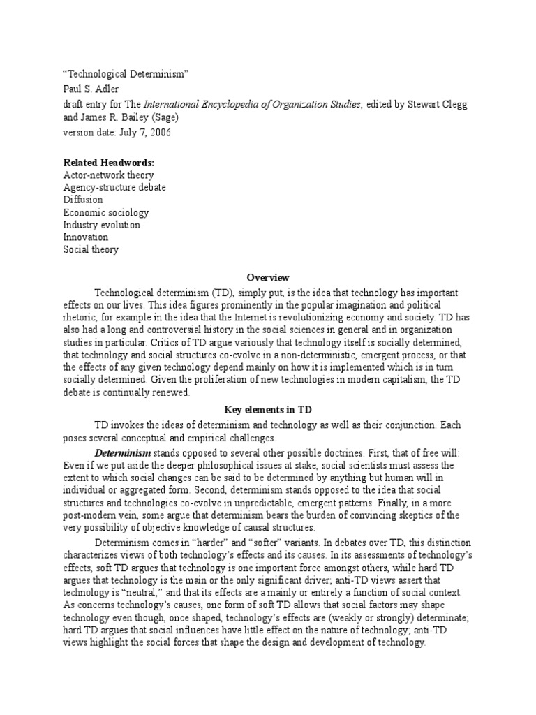 Understanding Technological Determinism | PDF | Determinism | Social Constructionism