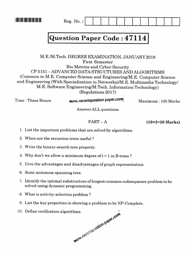 Cp5151 Advanced Data Structures and Algorithims | PDF | Theoretical Computer Science ...