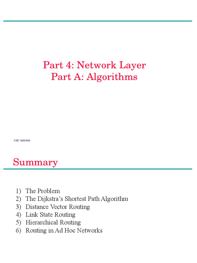 Part 4: Network Layer Part A: Algorithms | PDF | Routing | Wireless Ad Hoc Network
