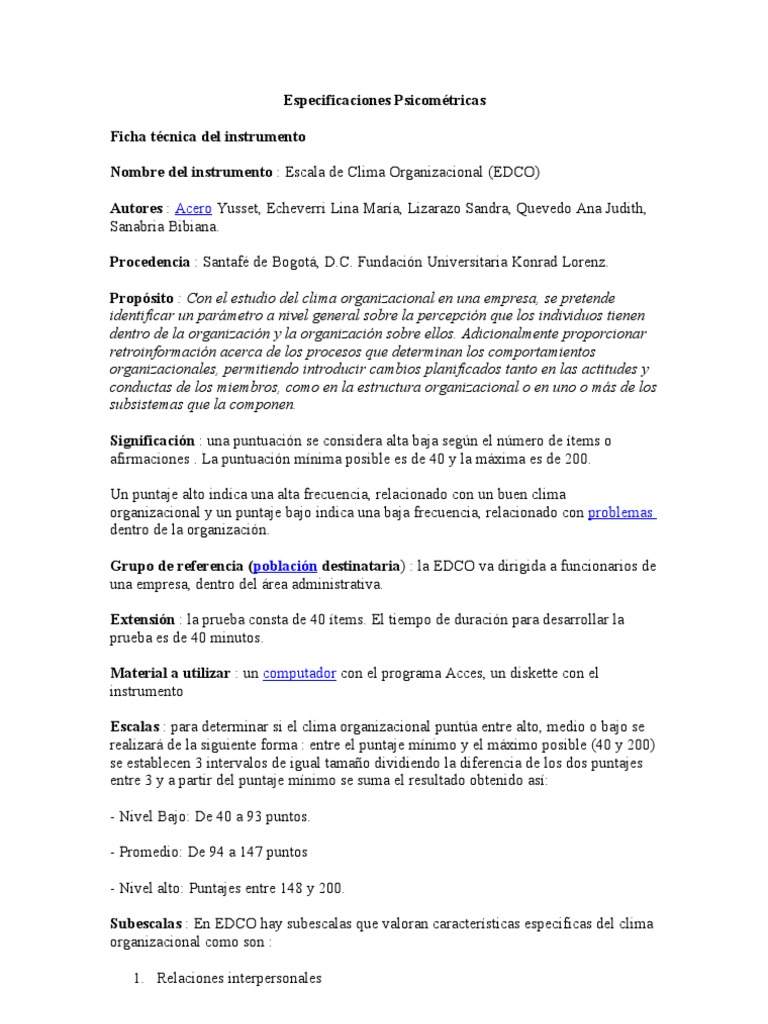Prueba Edco | PDF | Psicología industrial y organizacional | Sicología