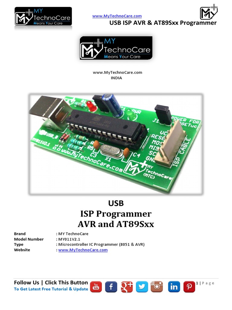 USB ISP 8051-AVR Programmer Datasheet MY TechnoCare | PDF | Computing ...