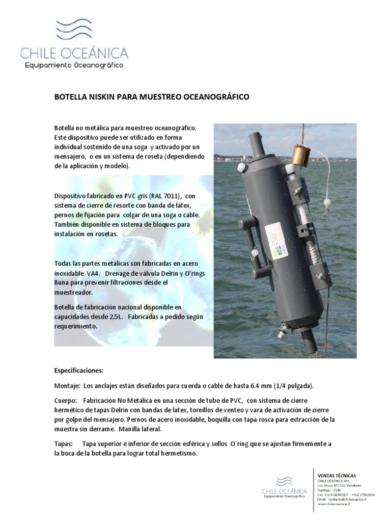 Botella Niskin para Muestreo Oceanográfico | PDF