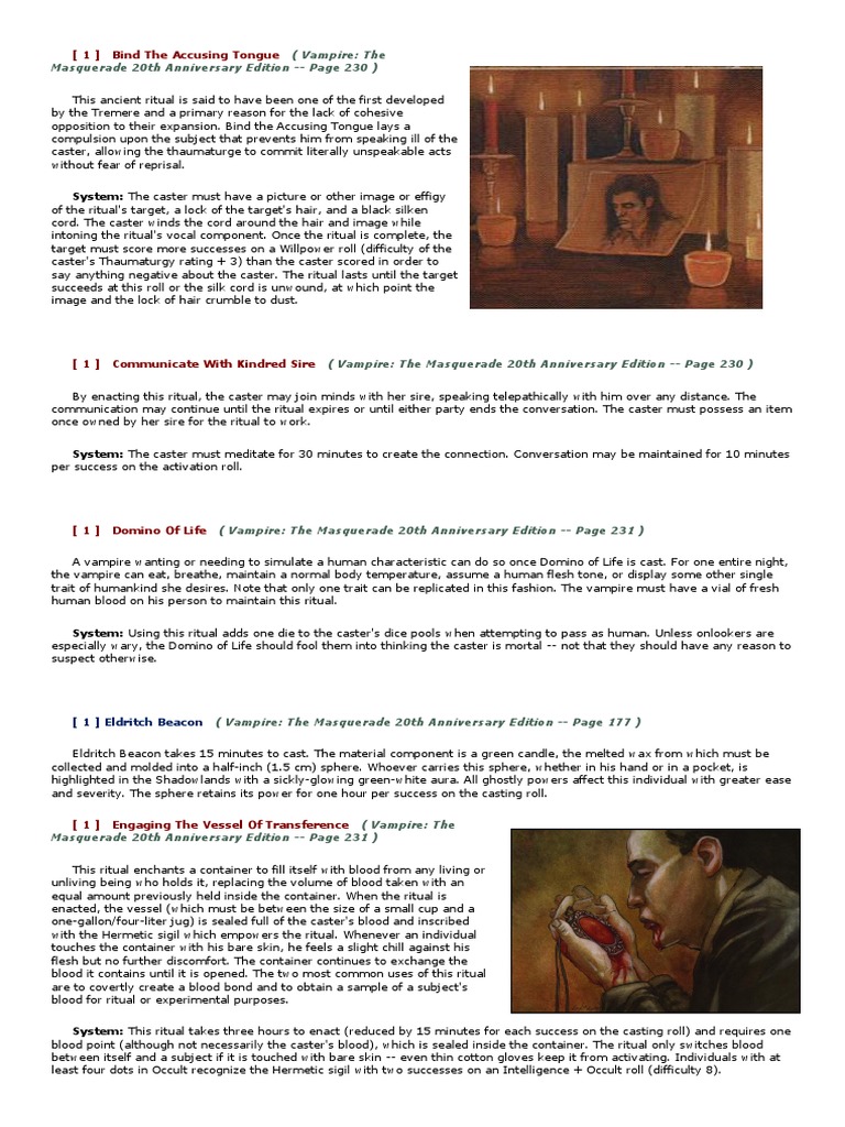 Vampire Rituals in Masquerade Edition | PDF | Vampires