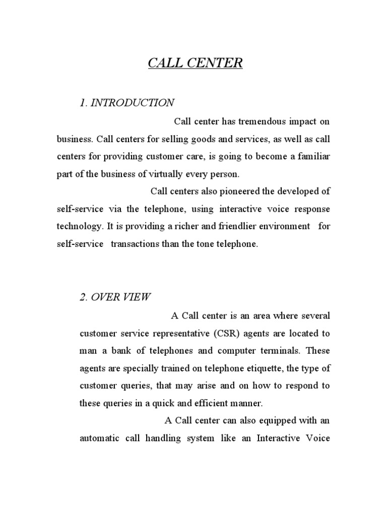 Call Center | PDF