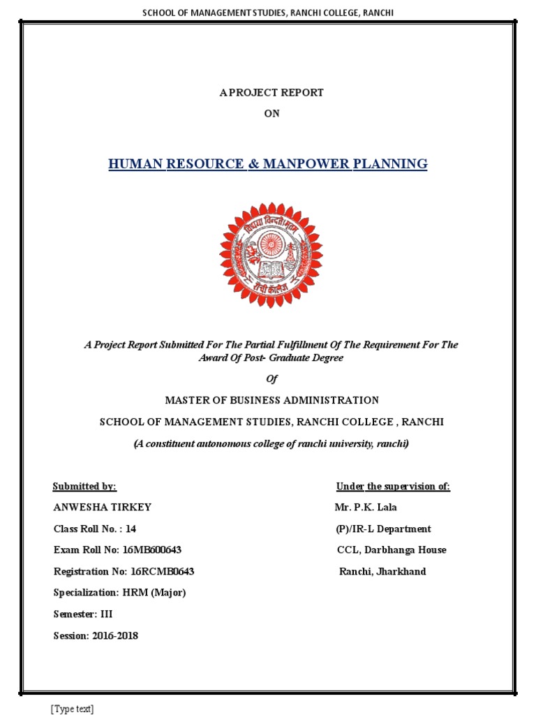 PROJECT Manpower Planning | PDF | Human Resources | Human Resource ...