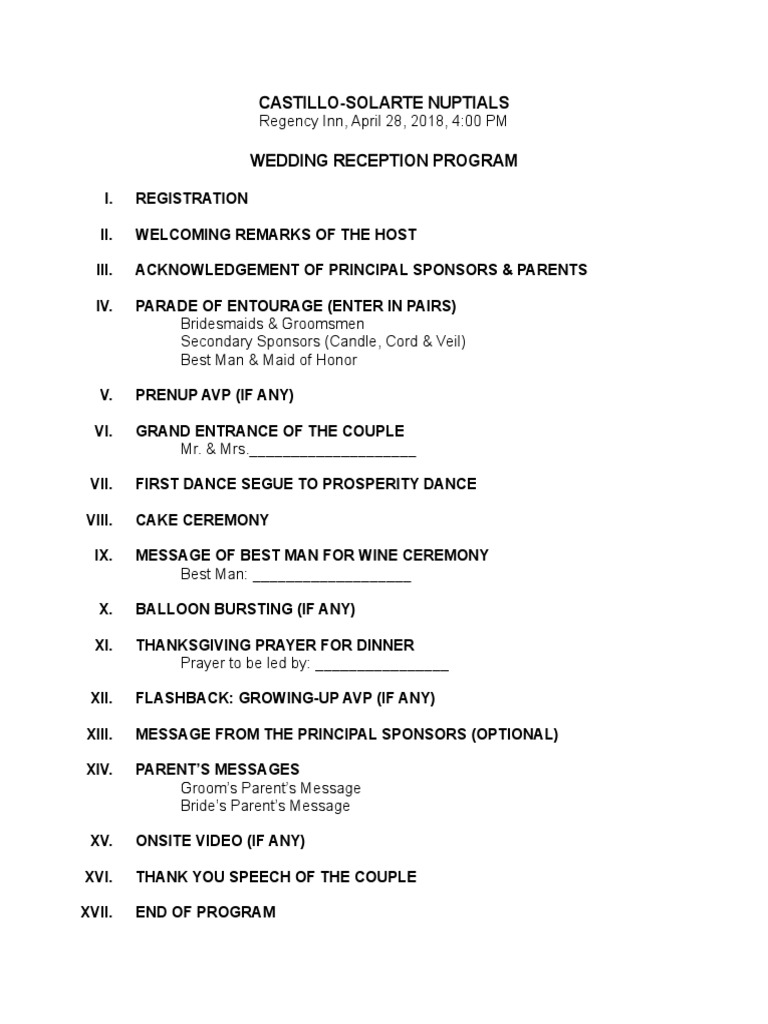 Wedding Program Flow | PDF
