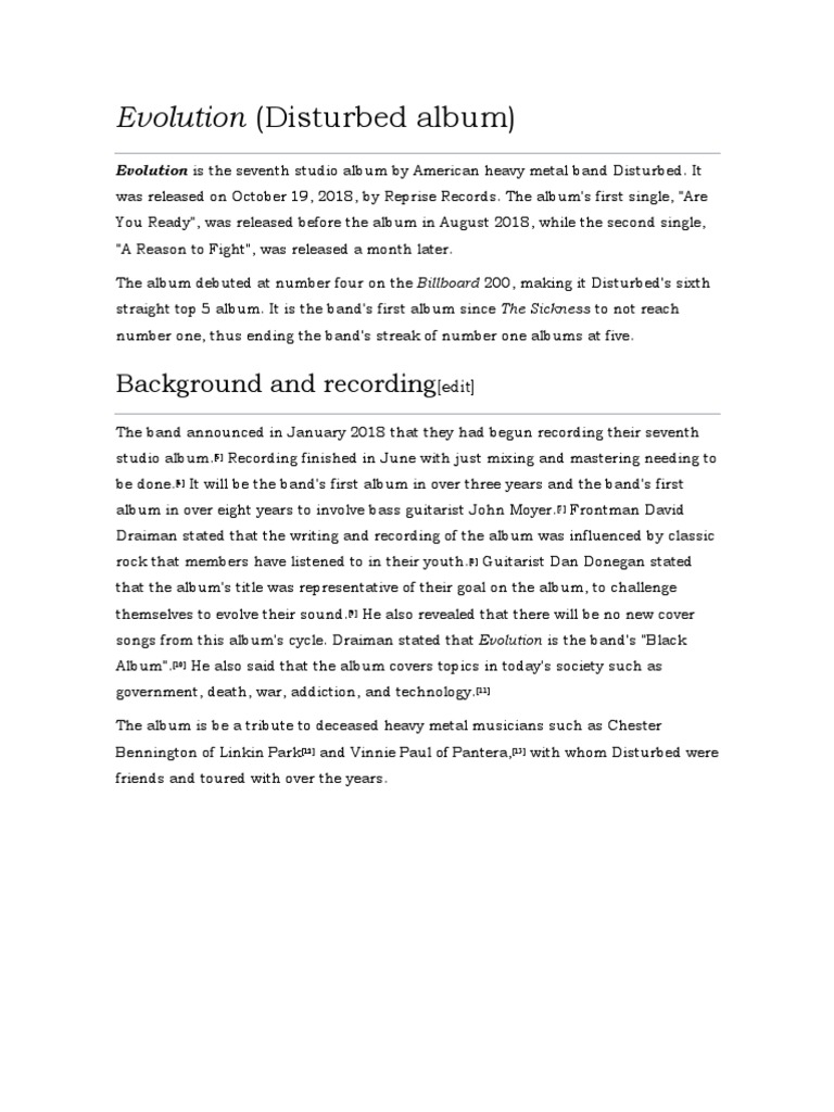 Evolution (Disturbed Album) | PDF