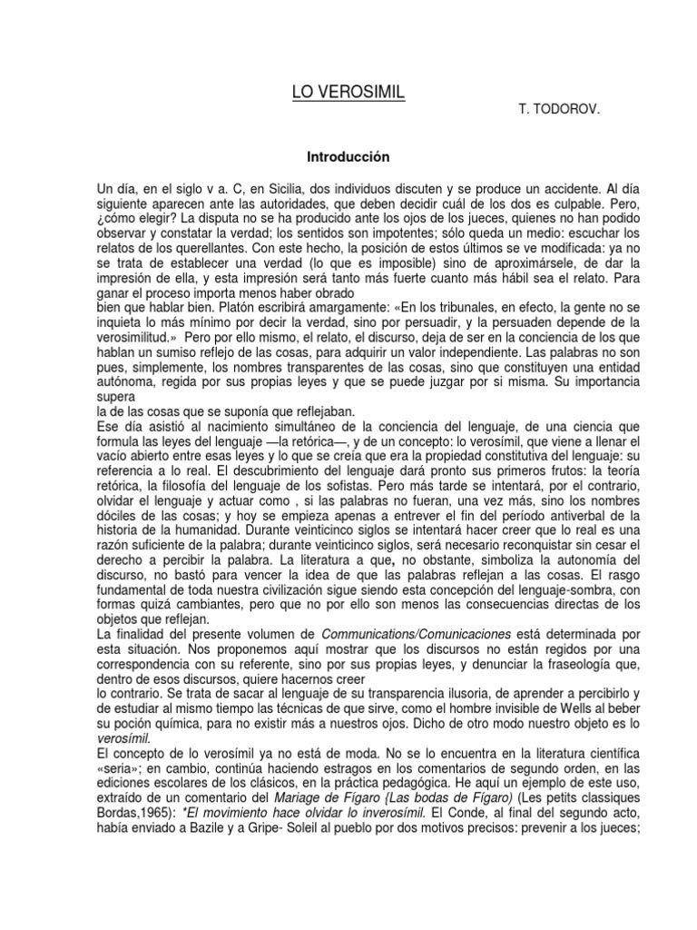 El Concepto de Verosimilitud en el Lenguaje | PDF | Verdad | Retórica