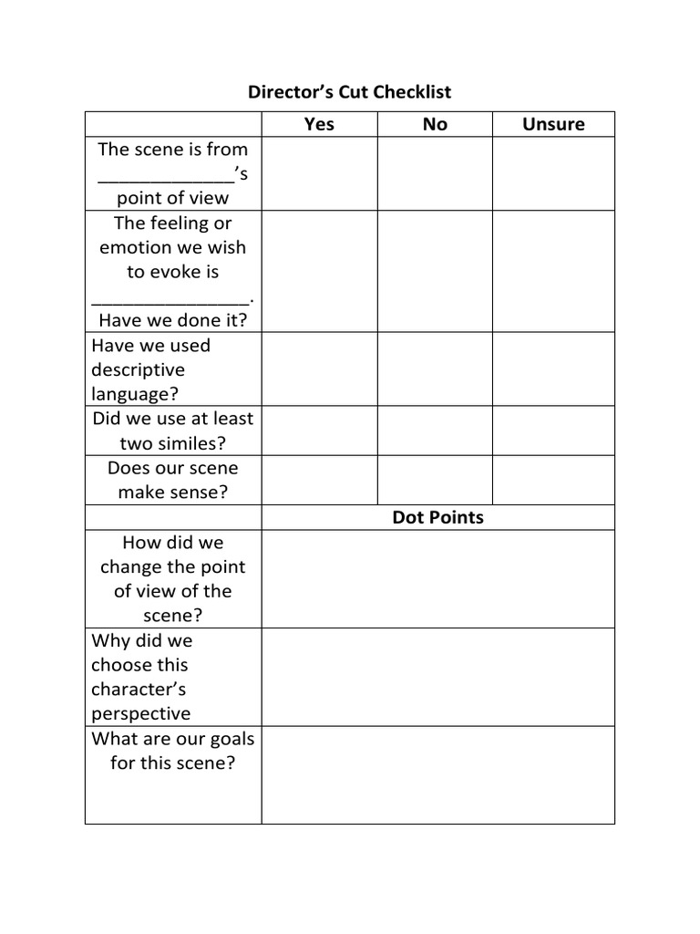 Director Checklist | PDF | Psychological Concepts | Psychology