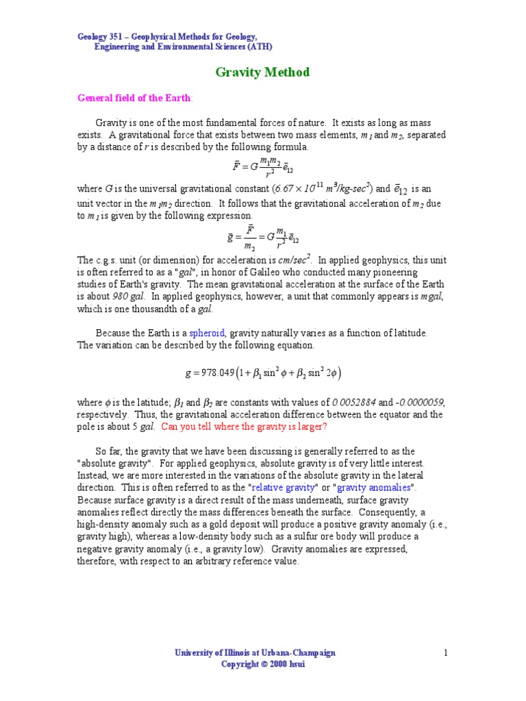 Gravity Method: General Field of The Earth | PDF | Gravity | Geophysics