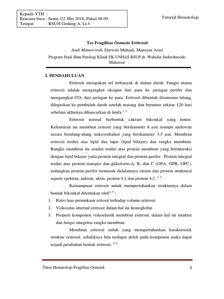 Tes Fragilitas Osmotik Eritrosit | PDF