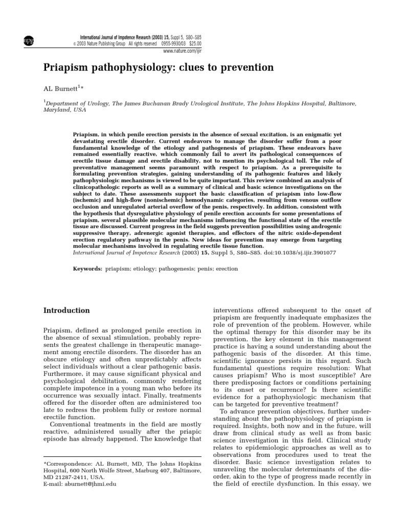Priapism Pathophysiology: Clues To Prevention | PDF | Erectile ...