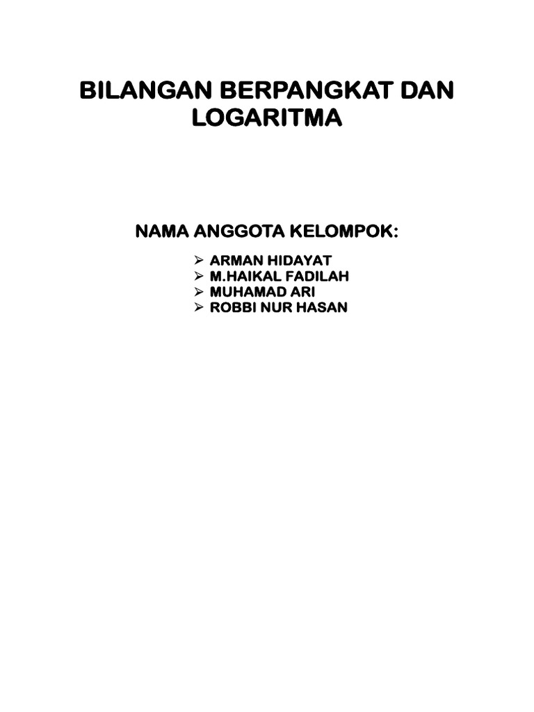 Bilangan Berpangkat Dan Logaritma | PDF
