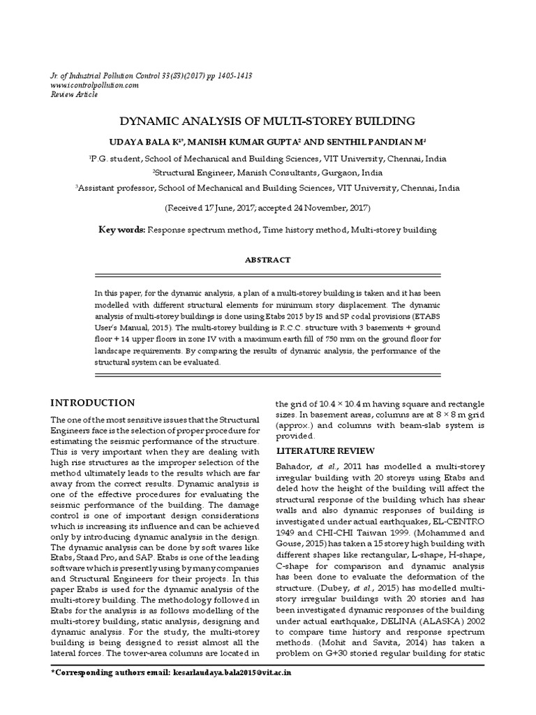Dynamic Seismic Analysis of Multi-Storey Buildings | PDF | Solid ...