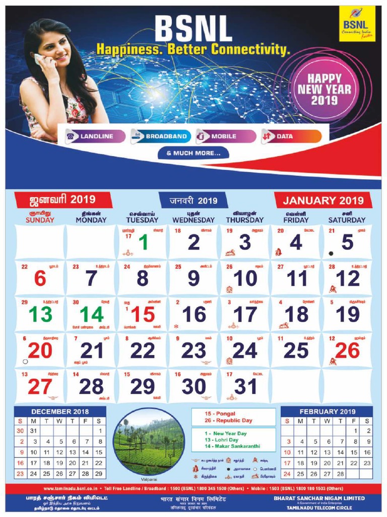 BSNL Calendar 2019 | PDF