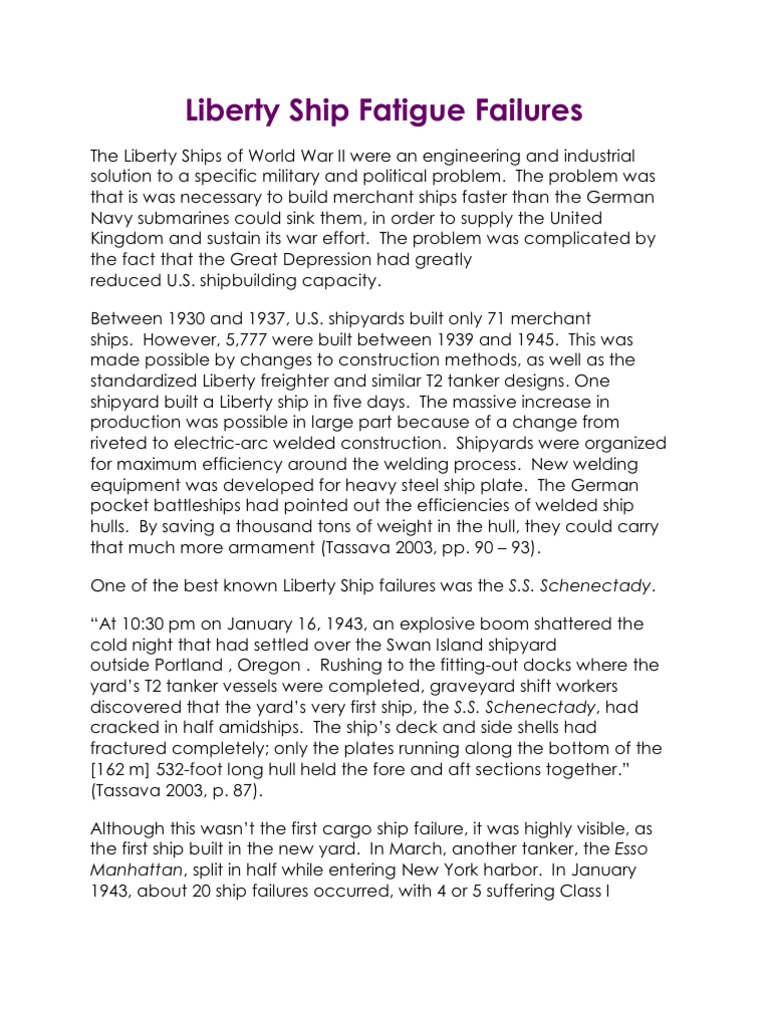 Liberty Ship Fatigue Failures | PDF | Ships | Watercraft