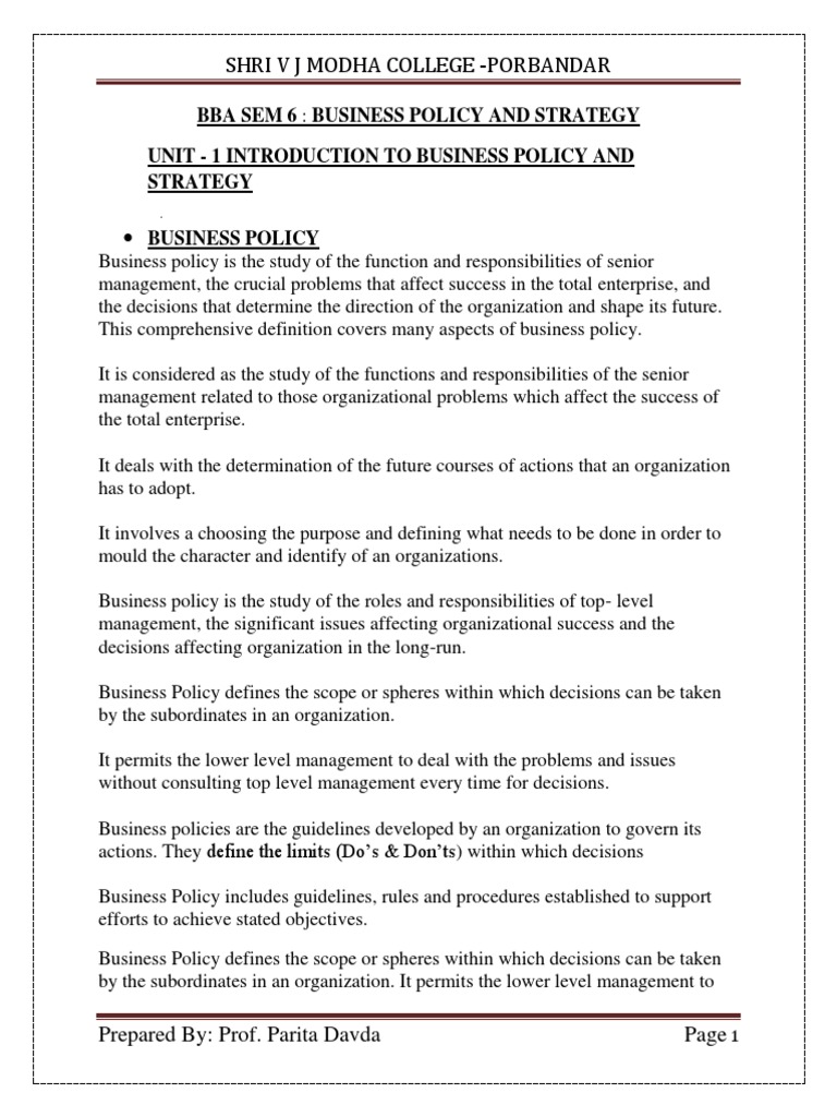 Business Policy and Strategy Overview | PDF | Strategic Management | Goal