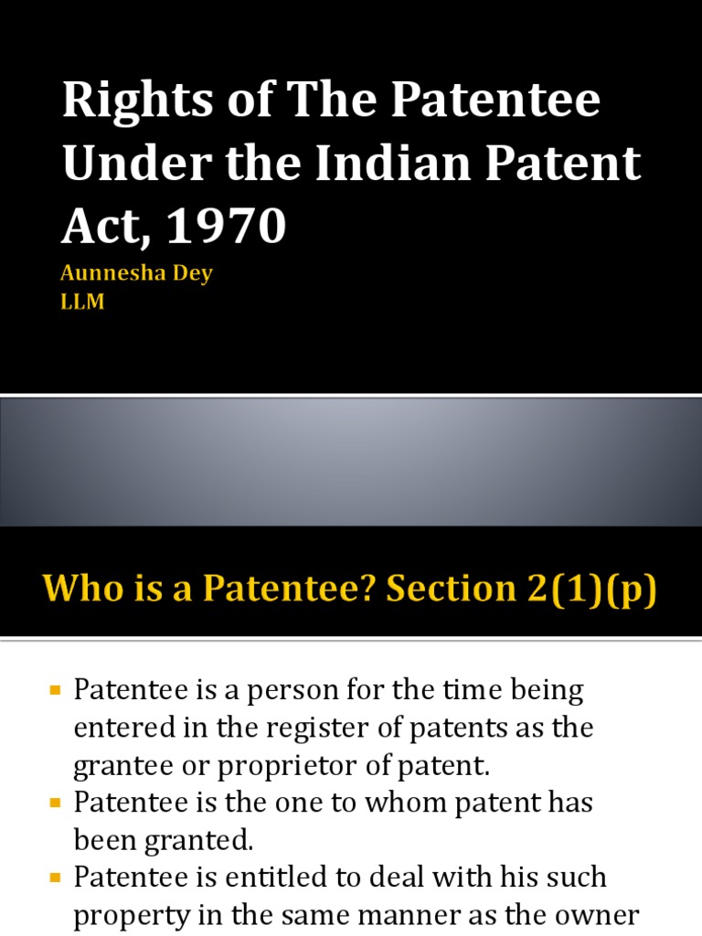 Rights of The Patentee | PDF | Glossary Of Patent Law Terms | Patent ...